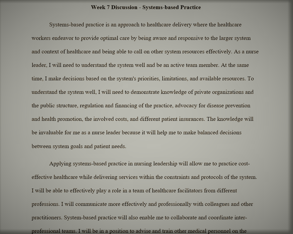 Systems-Based Practice (ANSWERED) – Peachy Homework